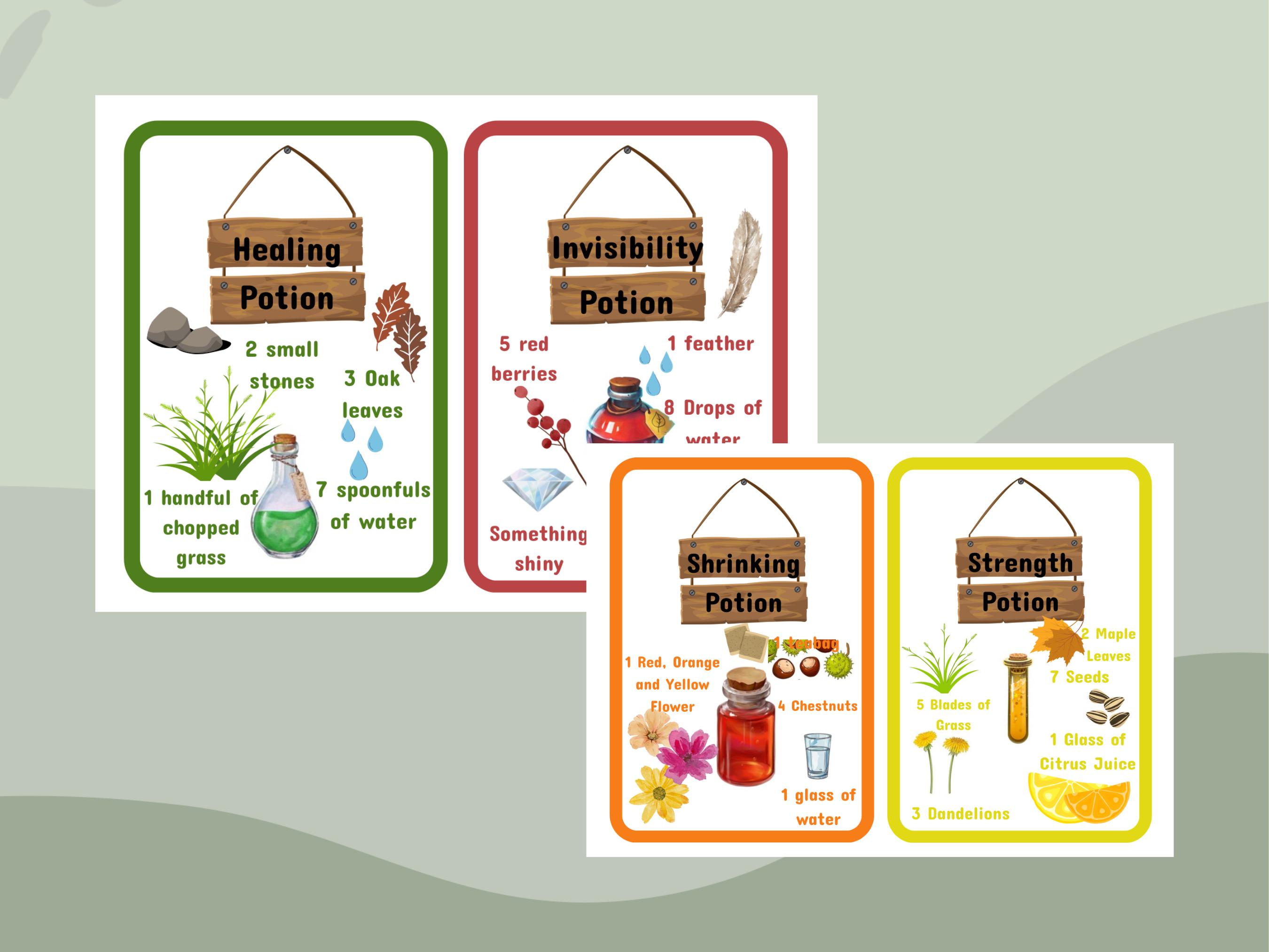 Mud Kitchen Potions Recipe Cards, Printable Nature Play Learning ...