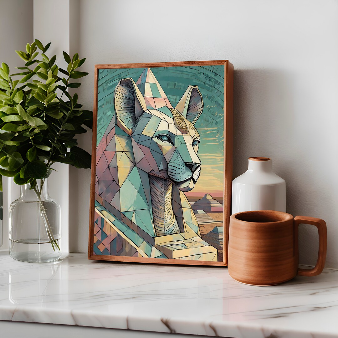 Egyptian Sphinx Poster With Pastel Colors Decor for House Living Room ...
