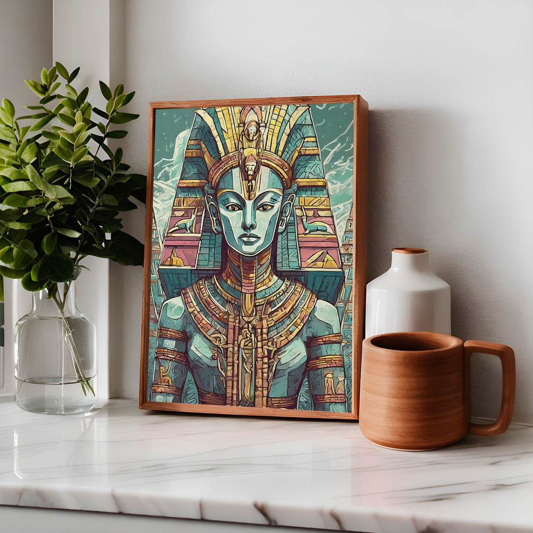 Egyptian God Poster With Pastel Colors Decor for House Living Room ...
