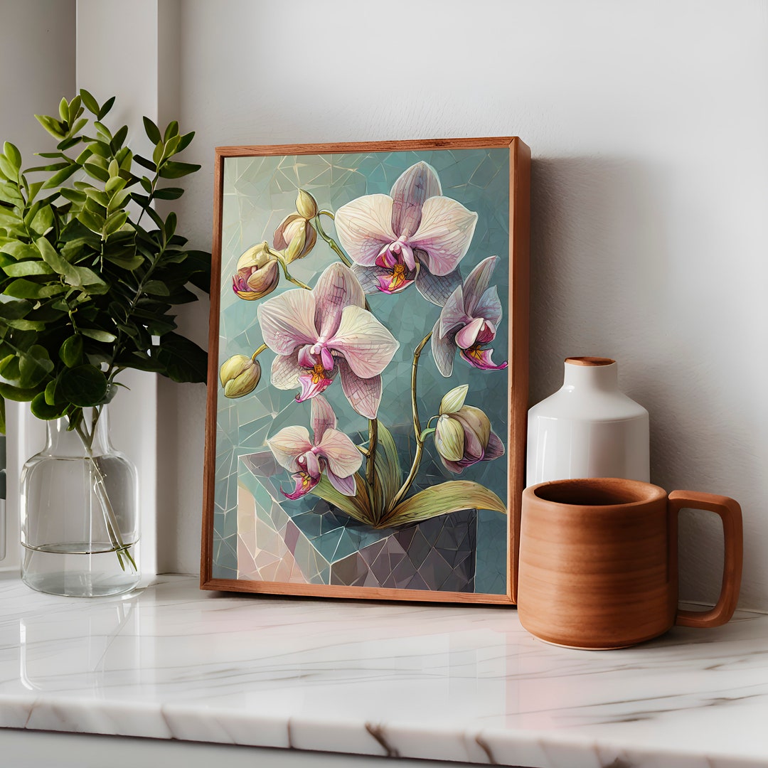 Orchid Flower Poster With Pastel Colors Decor for House Living Room ...
