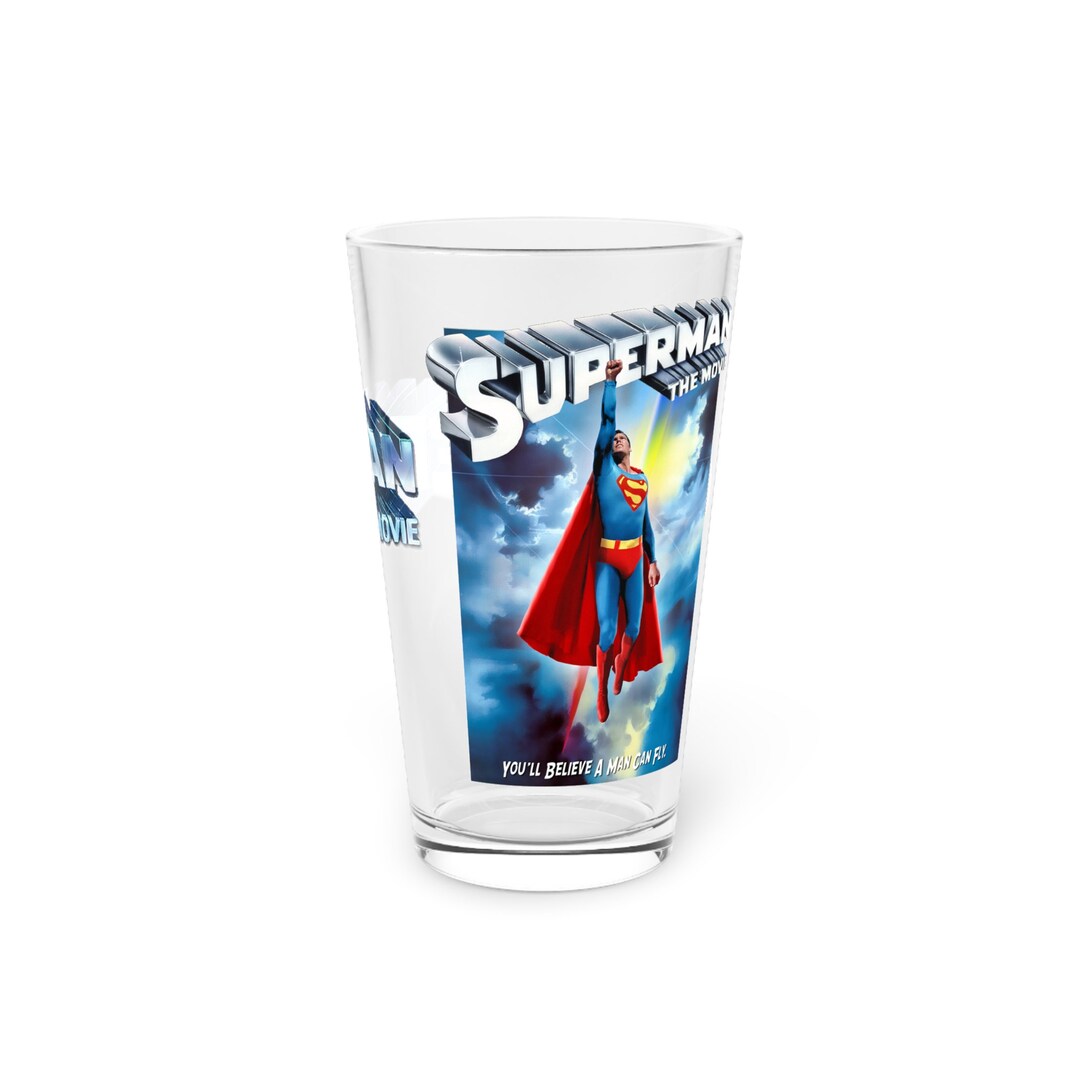 Superman the Movie Pint Glass, 16oz Christopher Reeve Movie 1978 DC ...