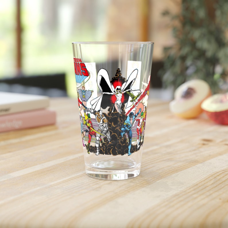 Teen Titans Pint Glass, 16oz George Perez Art DC Comics Who's Who Raven ...