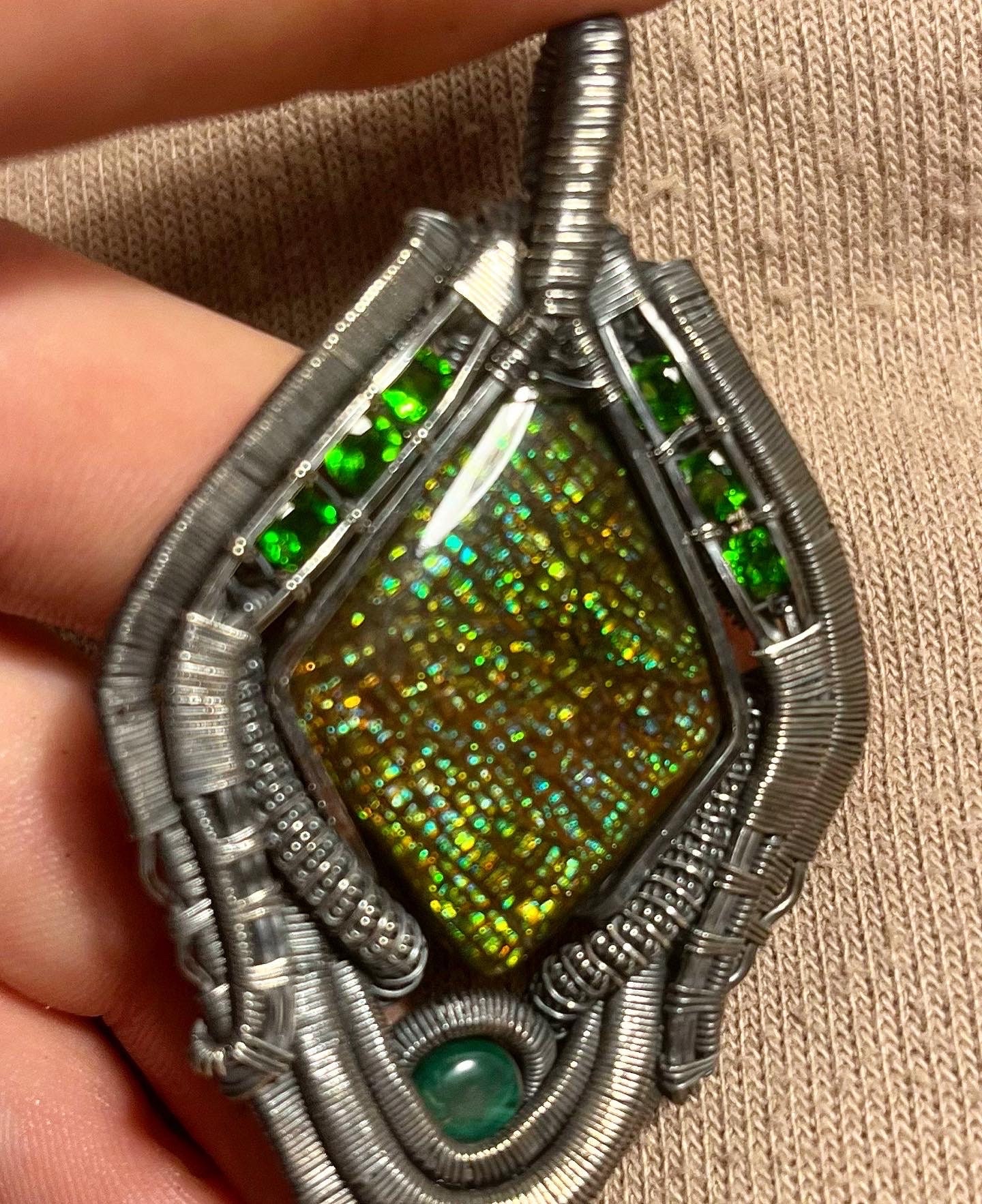 Viridis Ignis, Heady Wire Wrap Pendant Featuring Sterling Silver ...