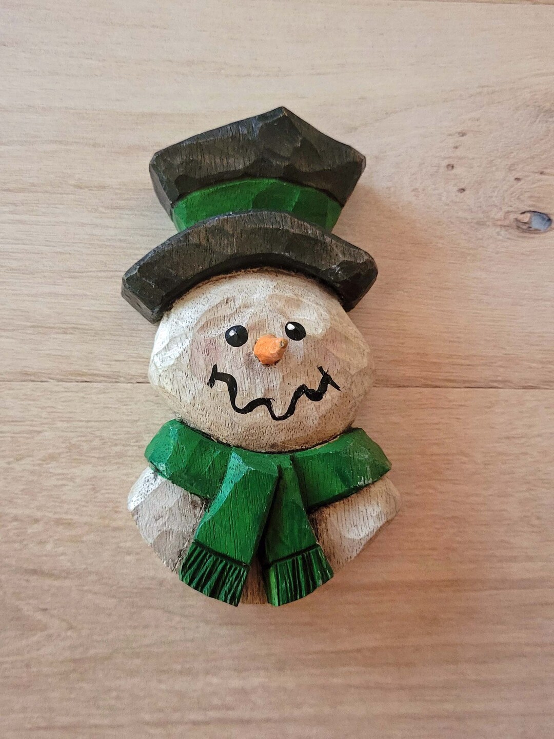 Wood Hand-carved Snowman Christmas Ornament - Etsy