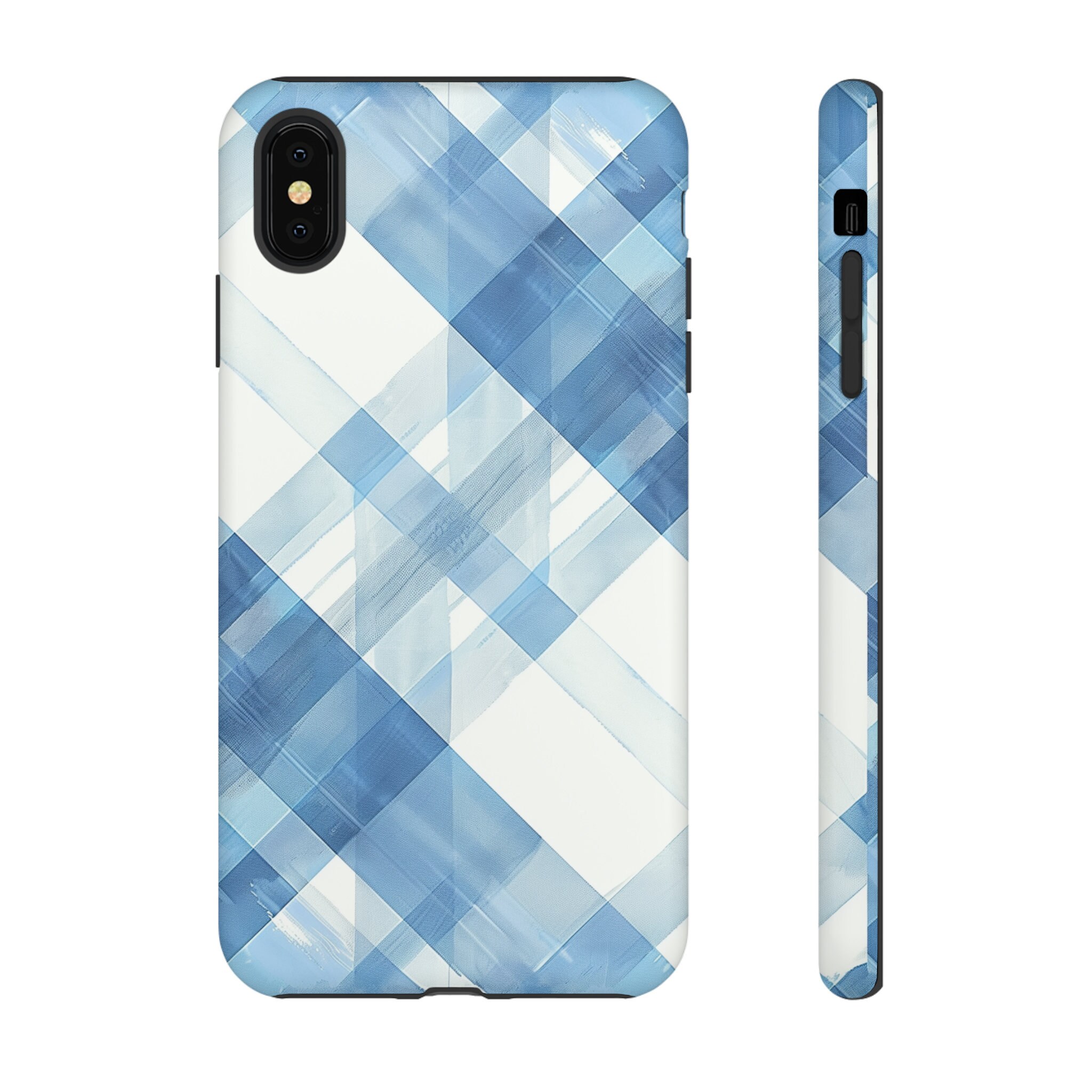 Light Blue Plaid Phone Case, Charming Pattern Mobile Device Cover ...