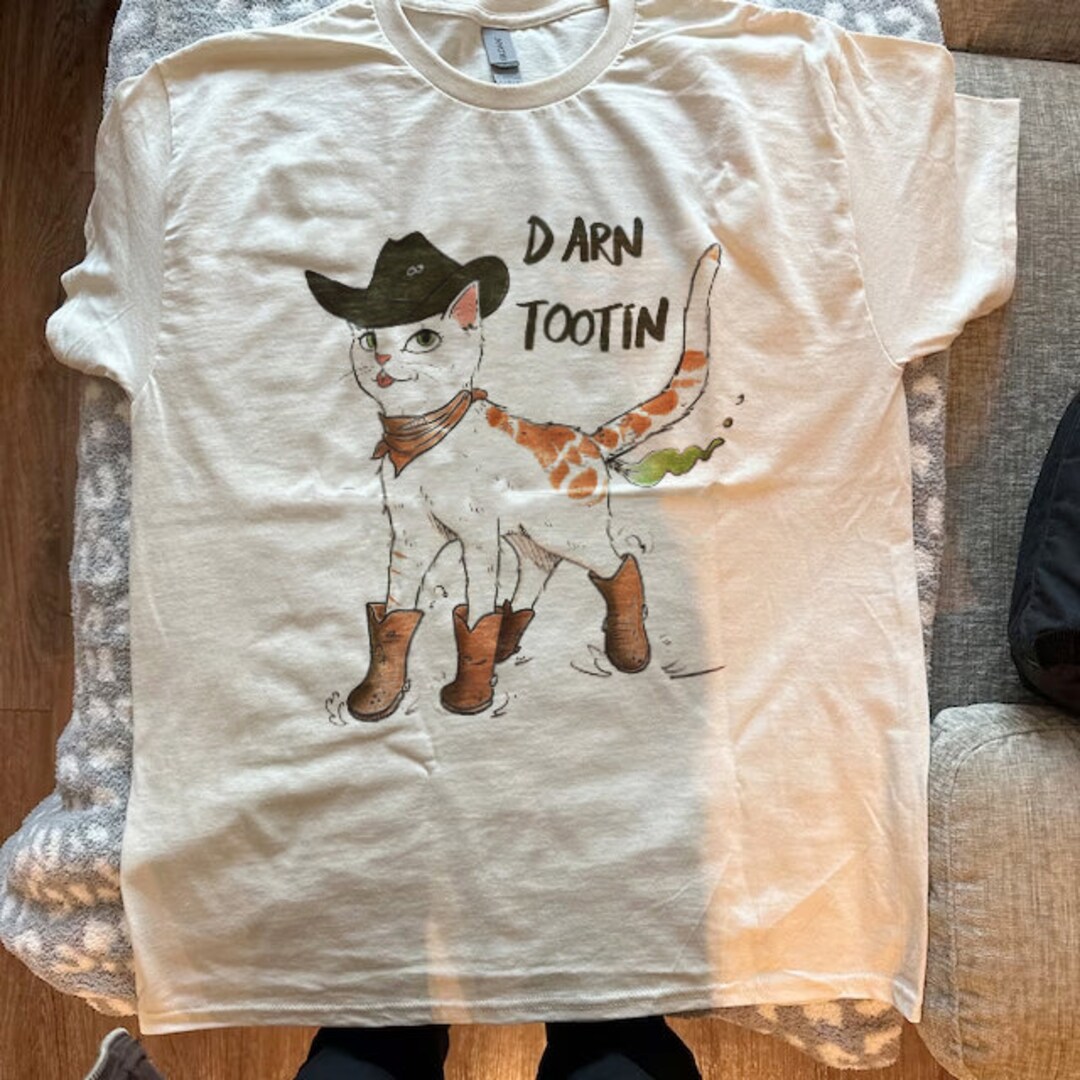 Darn Tootin Cowboy Cat T-shirt, Funny Western Kitty Tee, Bold Statement ...