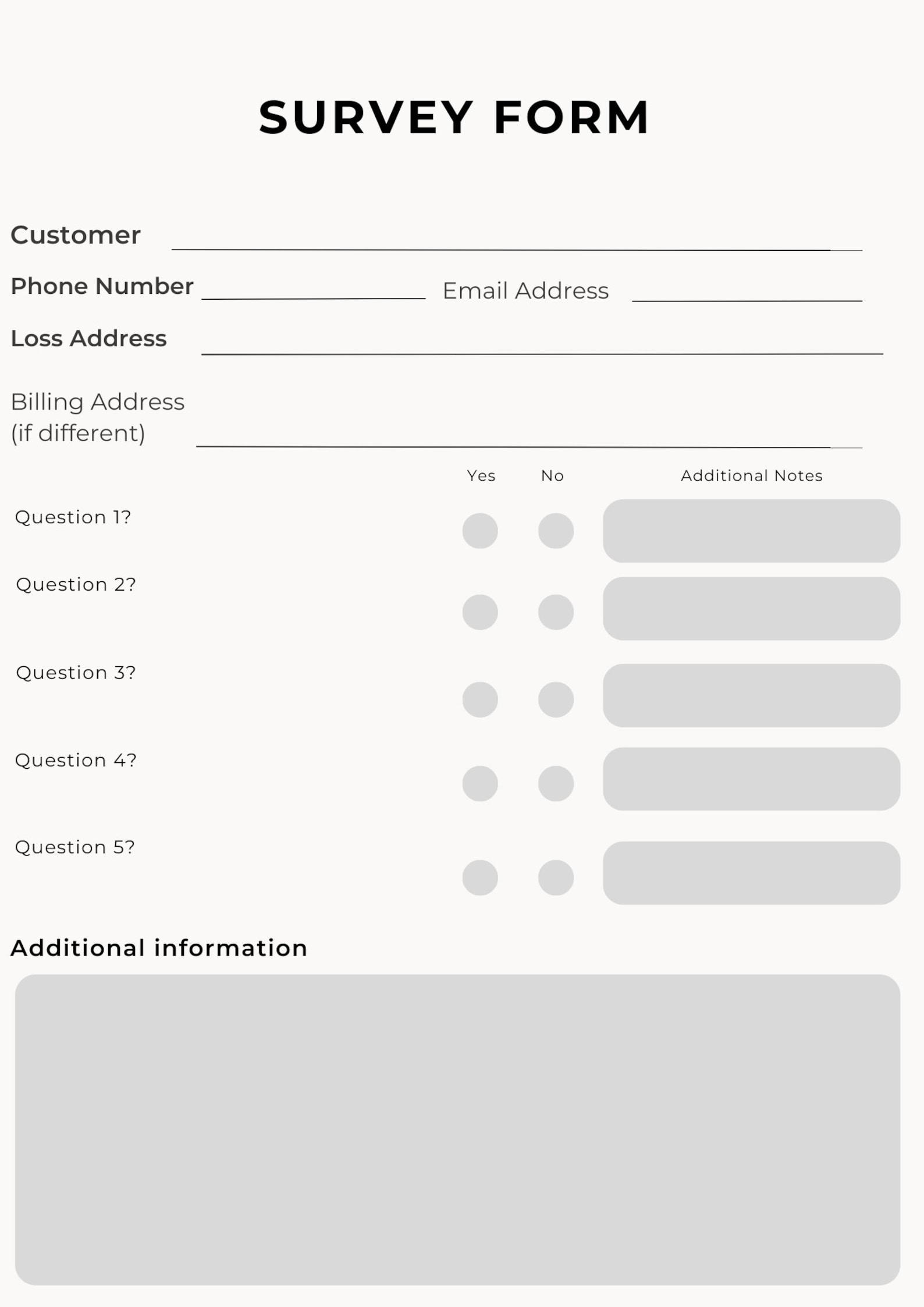 Survey Form Template - Etsy
