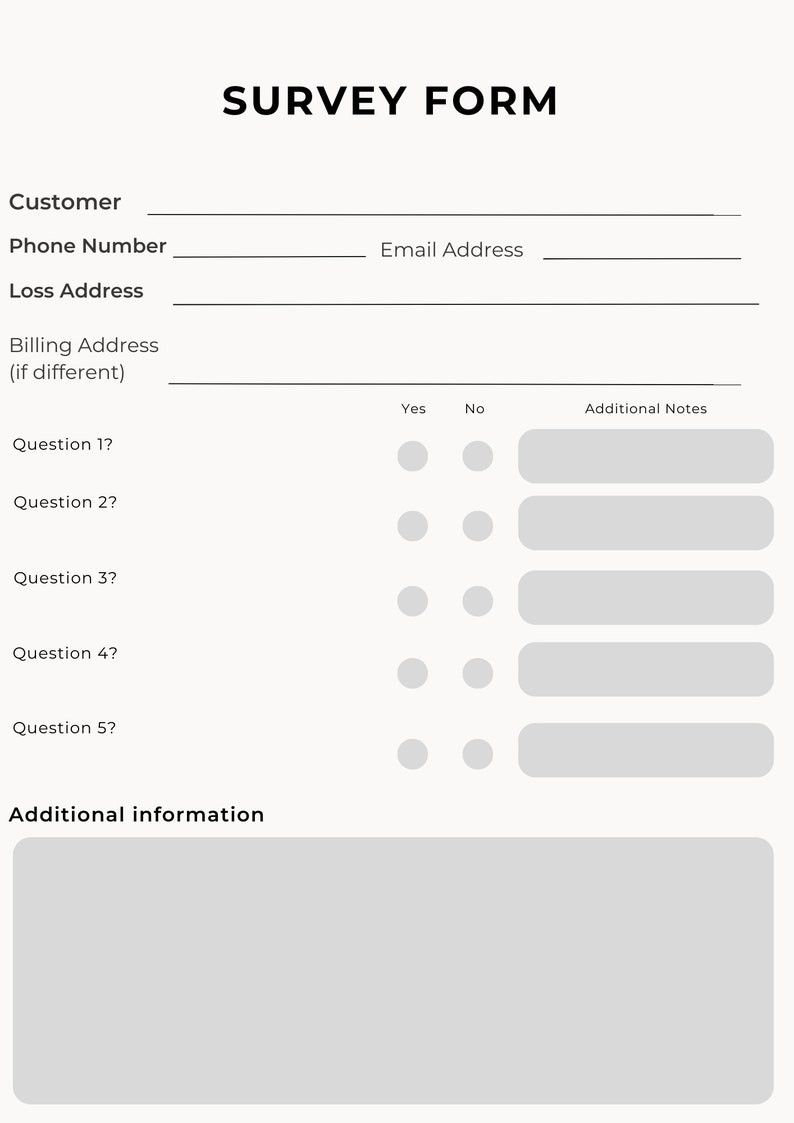 Survey Form Template - Etsy