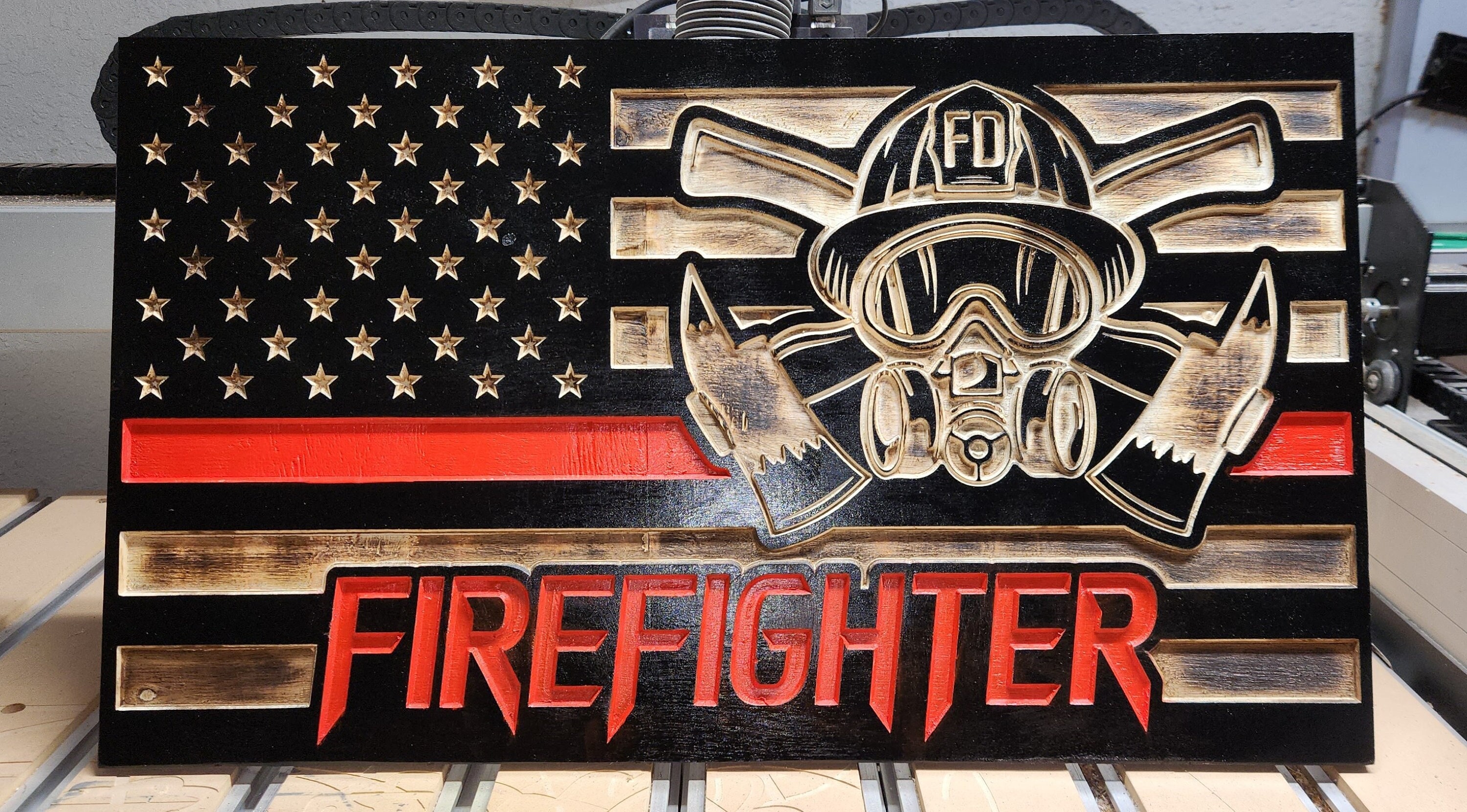 Wooden Fire Fighter Flag - Etsy