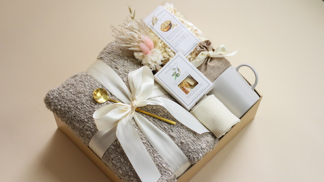 Gift Box for Women, Cozy Gift Basket With Blanket, Mug, Socks, Self ...