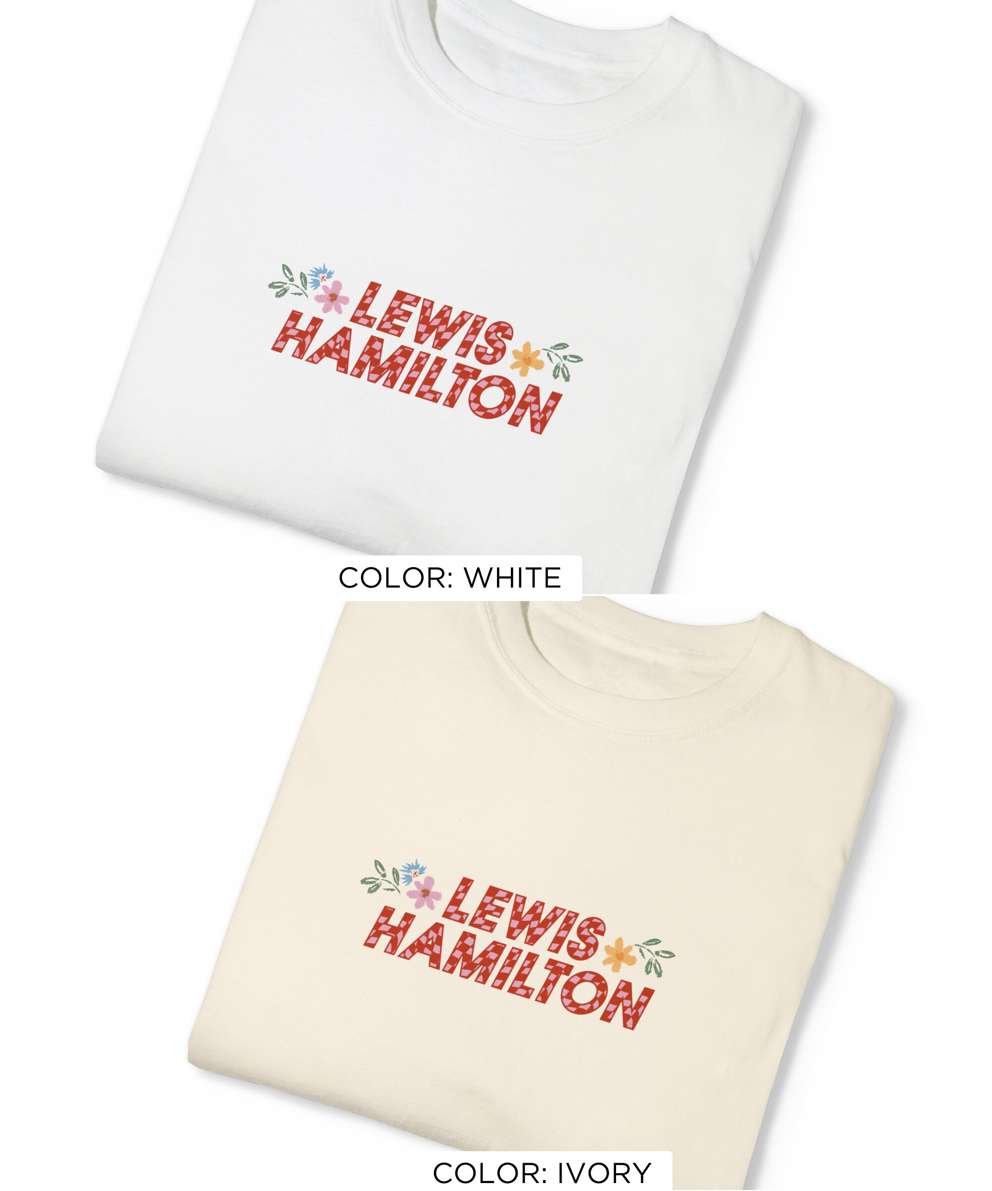 Comfort Color, Lewis Hamilton, Colorful Floral, Formula 1 Graphic T ...