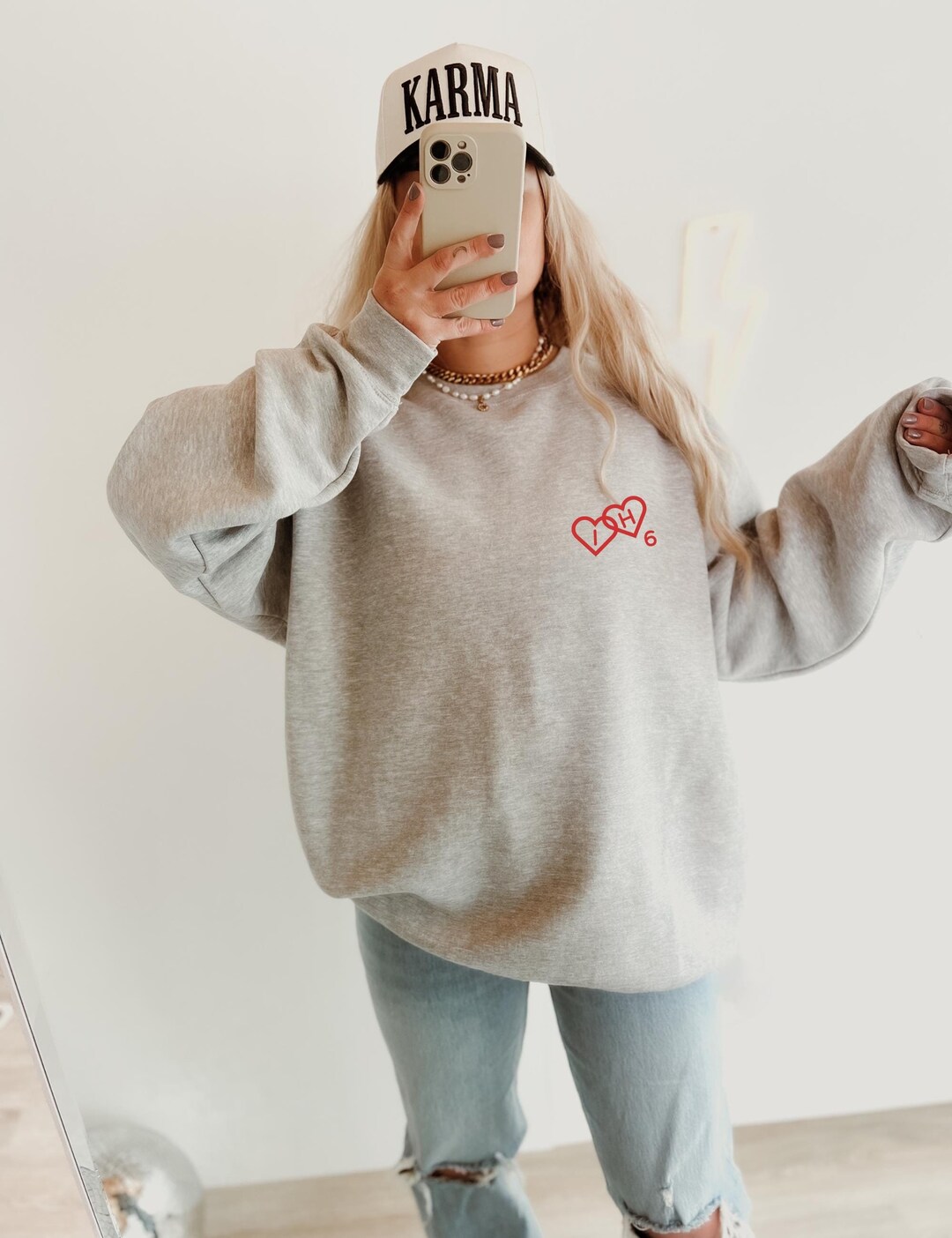 Embroidered Hearts, Isack Hadjar, Sweatshirt, F1 Fan Gift, Cozy Racing ...