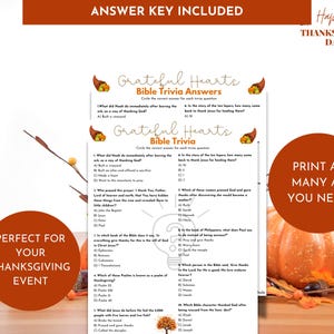 Thanksgiving Bible Trivia Game: Grateful Heart Christian Printable (PDF ...