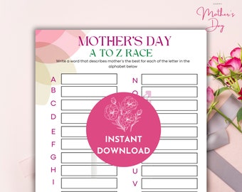 Mothers Day A-Z Race, Mothers Day Games, Party Games for Kids, Adults ...