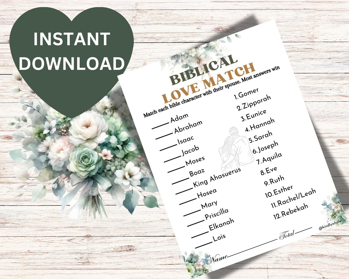 Couples Match Bible Edition Christian Bridal Shower Games Fun Christian ...