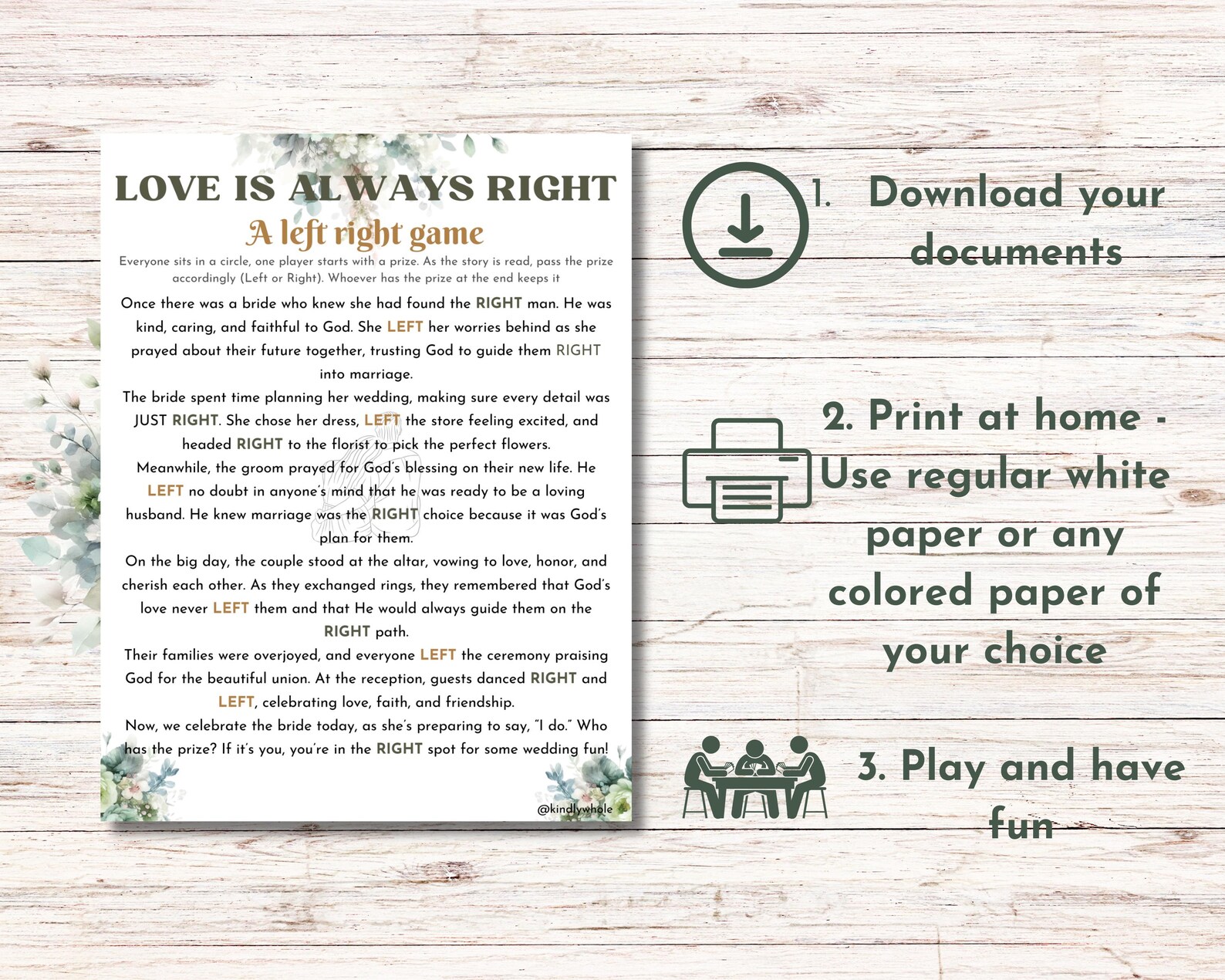 Christian Bridal Shower Game: Love is Always Right (digital Download ...