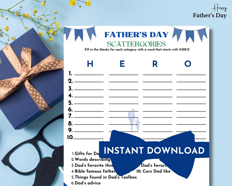 Father's Day Scattergories Game: Printable Family Fun (digital Download ...