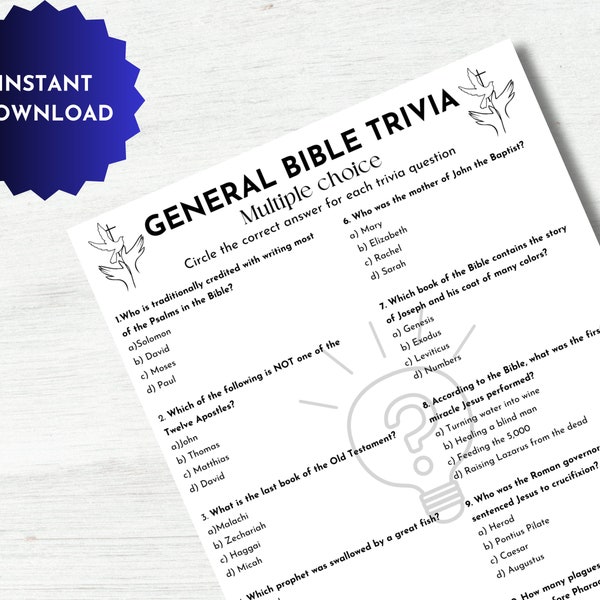 Bible Trivia Printable - Etsy