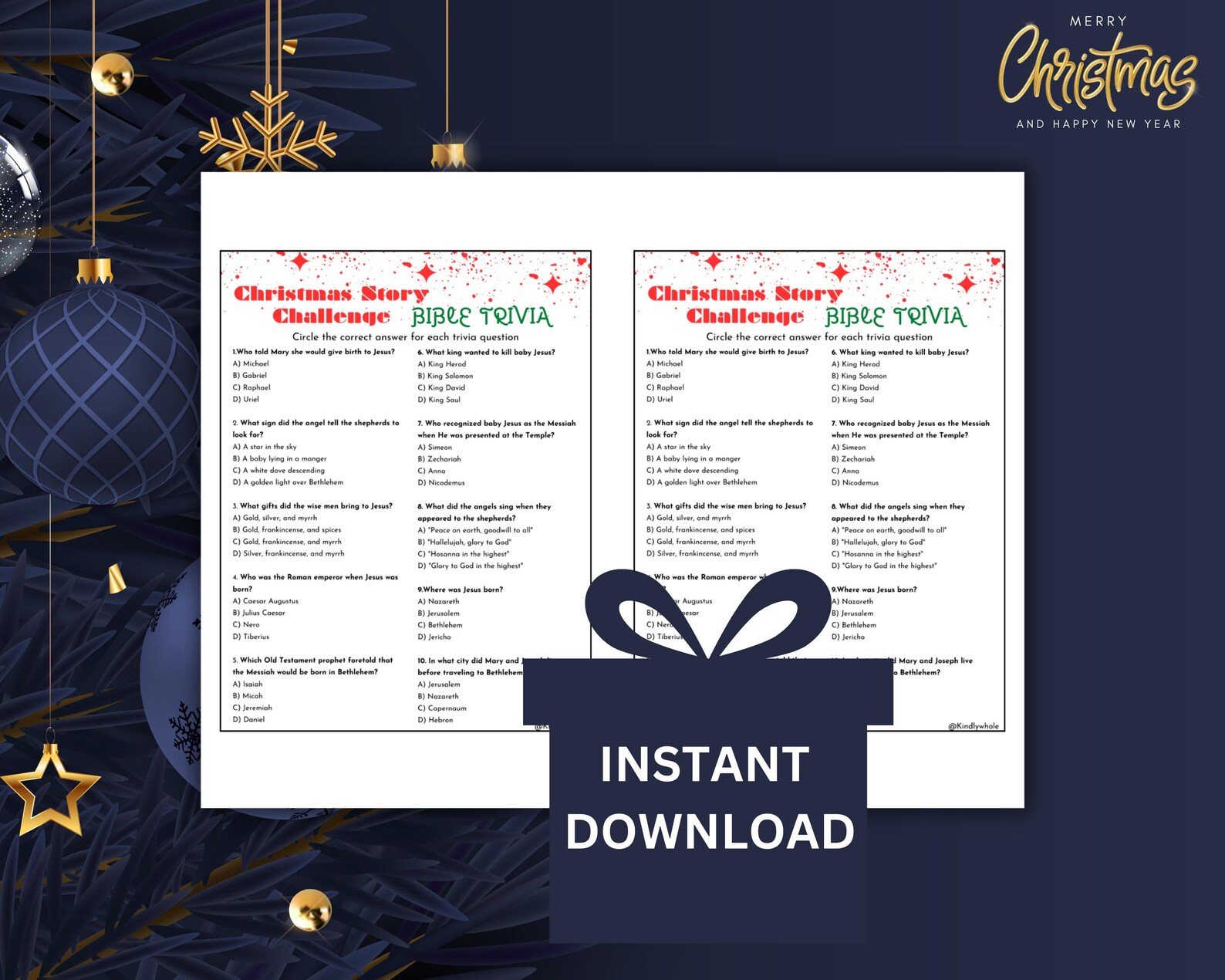 Nativity Story Trivia Game: Bible-based Christmas Challenge (printable ...
