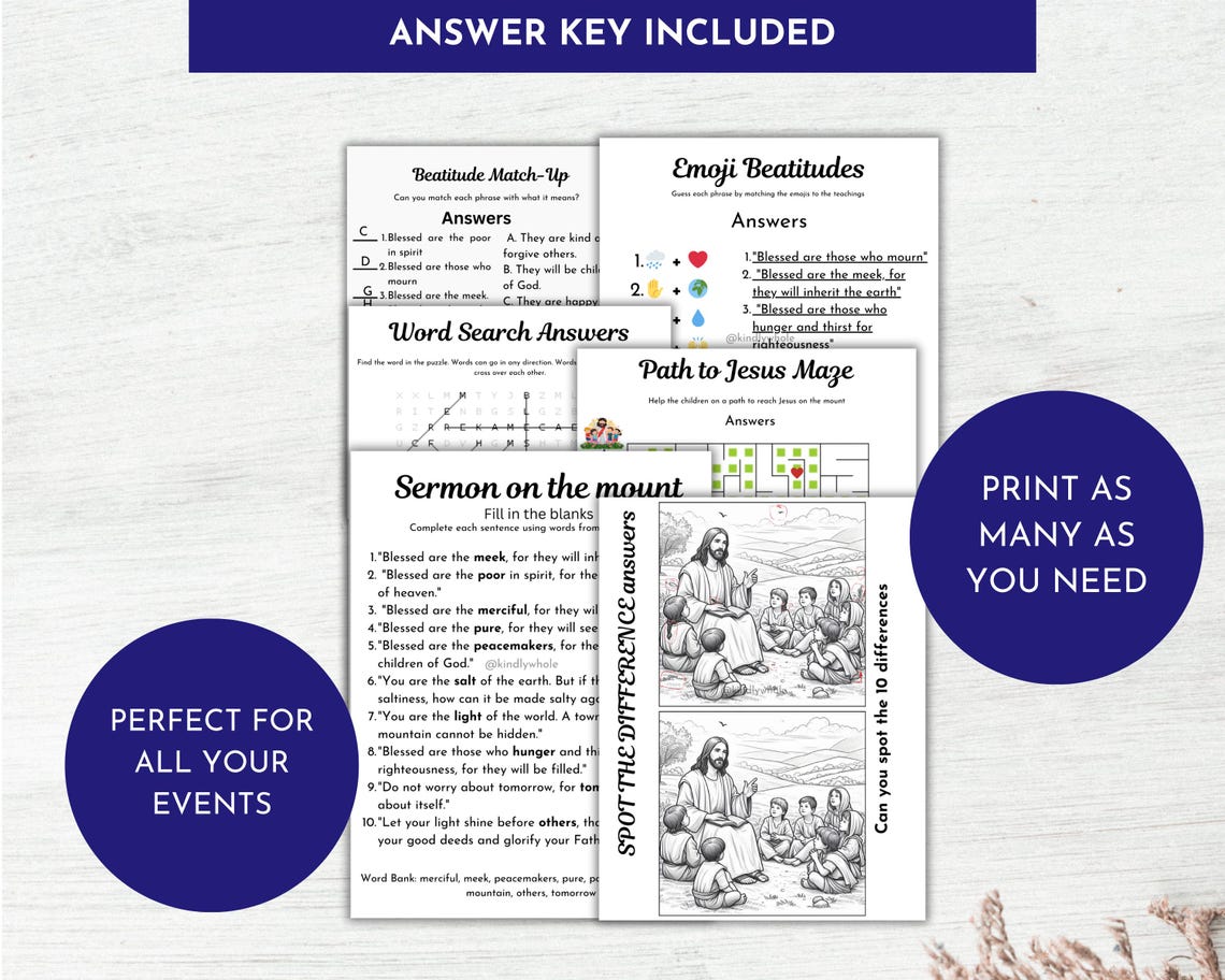 Sermon on the Mount Activity Pages: Bible Puzzles & Coloring (PDF) - Etsy
