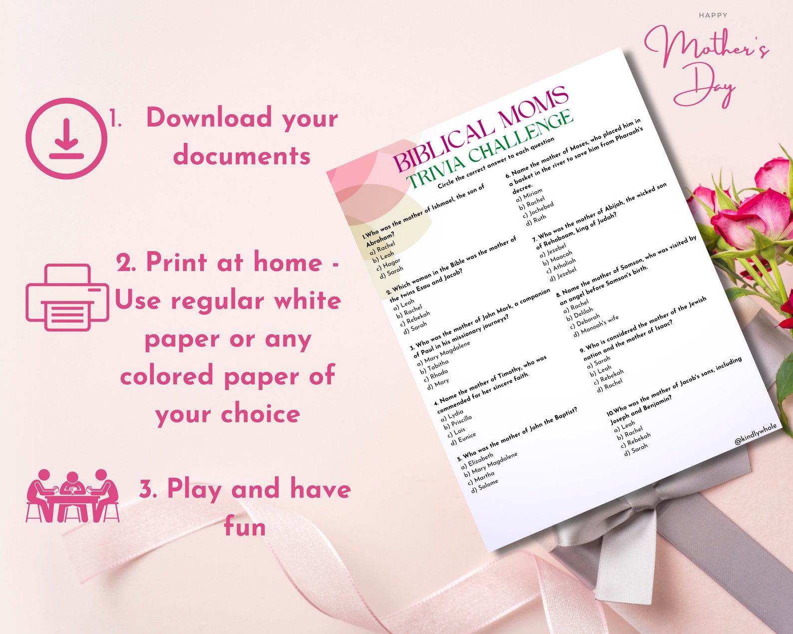 Mothers Day Trivia Printable Game, Fun Mothers Day Quiz for Adults ...