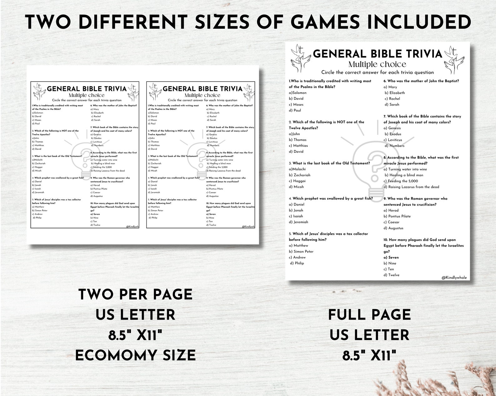 Printable Bible Trivia Game: Christian Quiz, Sunday School (digital ...