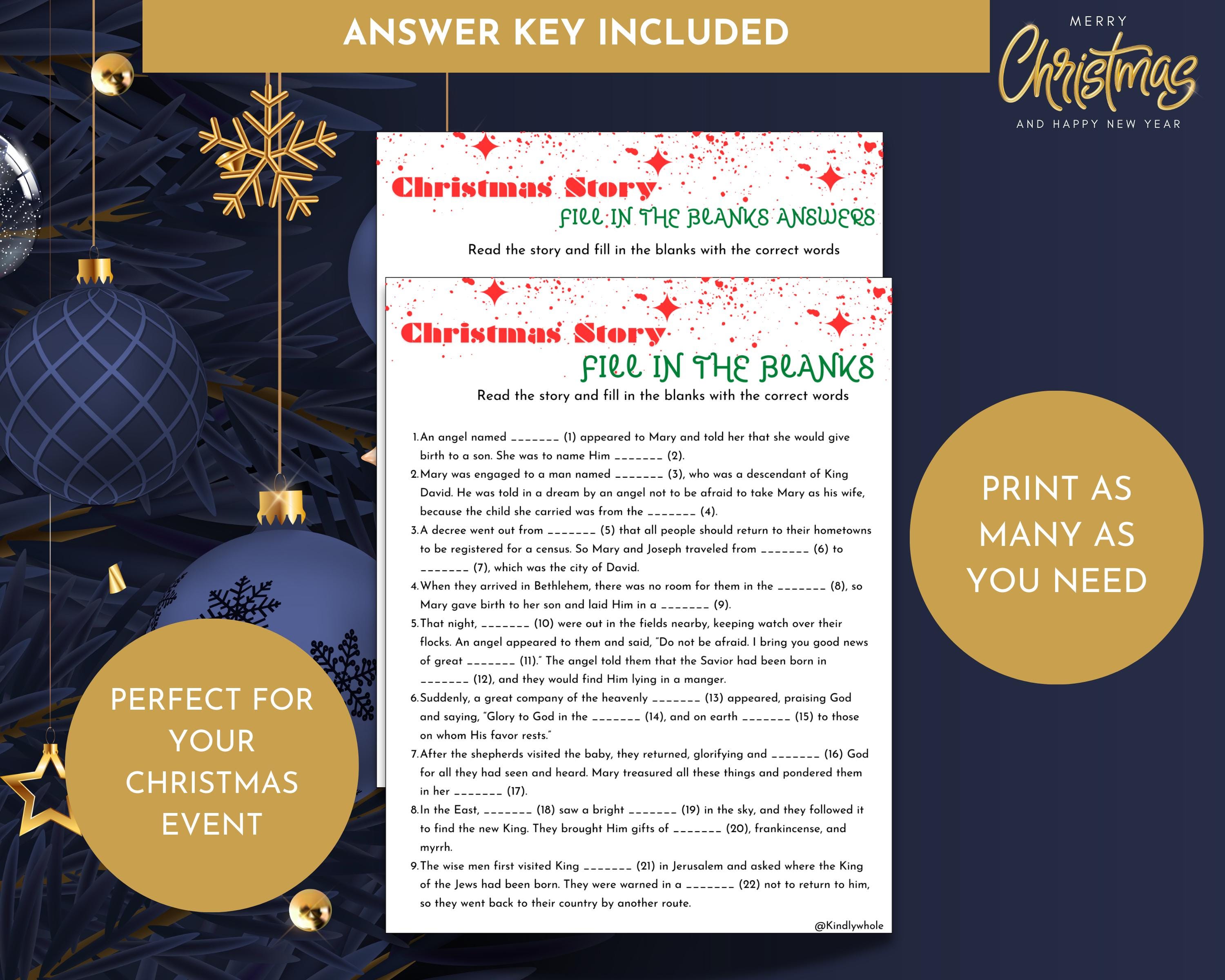 Nativity Story Fill-in-the-blank Game: Christmas Bible Activity ...