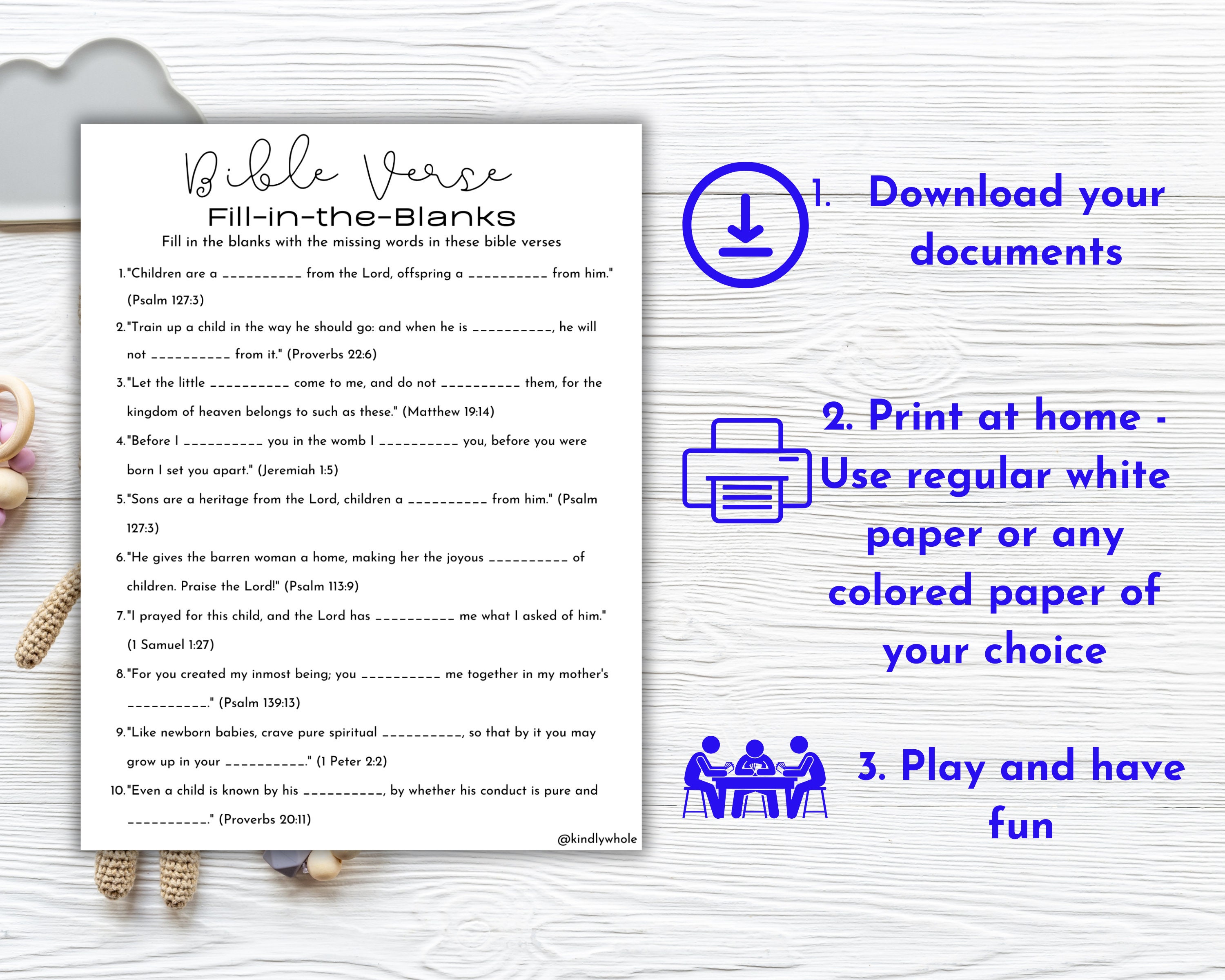 Bible Verse Fill-in-the-blanks Game - Fun and Inspirational Baby Shower ...