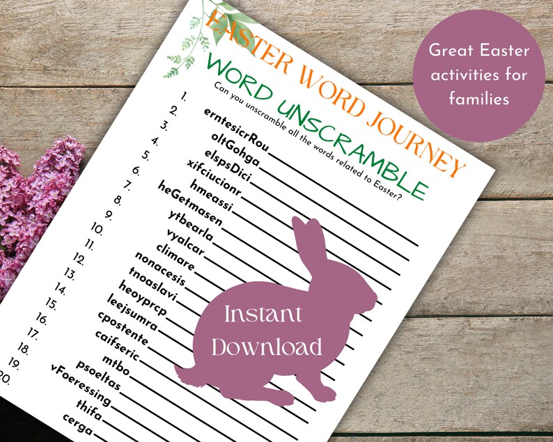 Christian Easter Sunday Bible Icebreaker Word Unscramble, 20 Bible ...