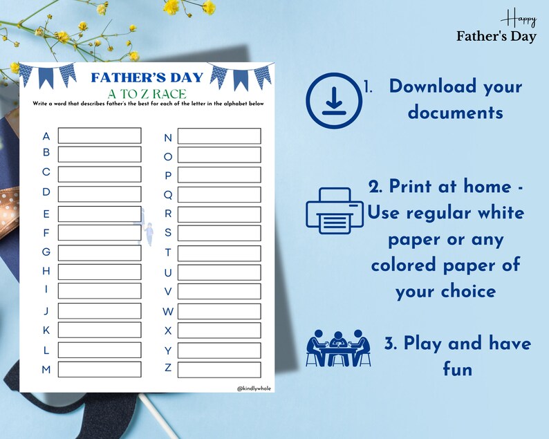 Father's Day A-Z Race Game: Printable Family Activity (digital Download ...