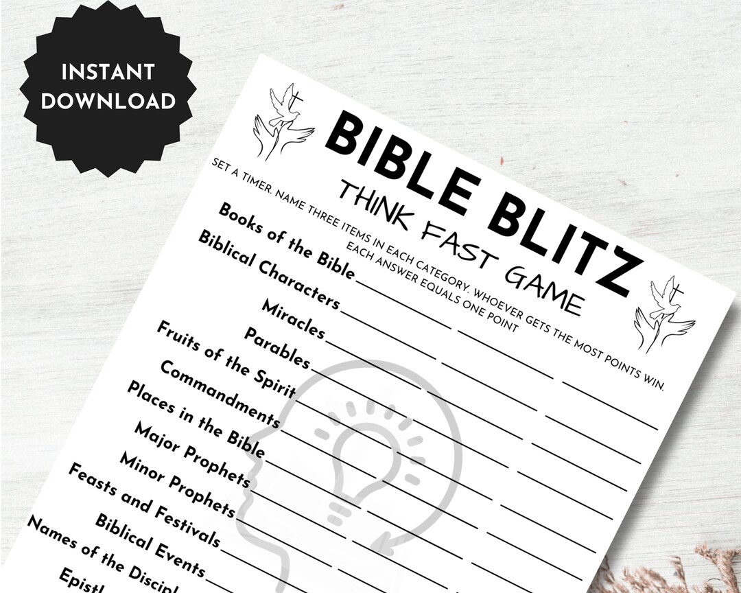 Bible Blitz Think Fast Game: Christian Activity (digital Download) - Etsy