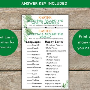 Easter Greetings Around the World Game: Printable Family Fun (digital ...