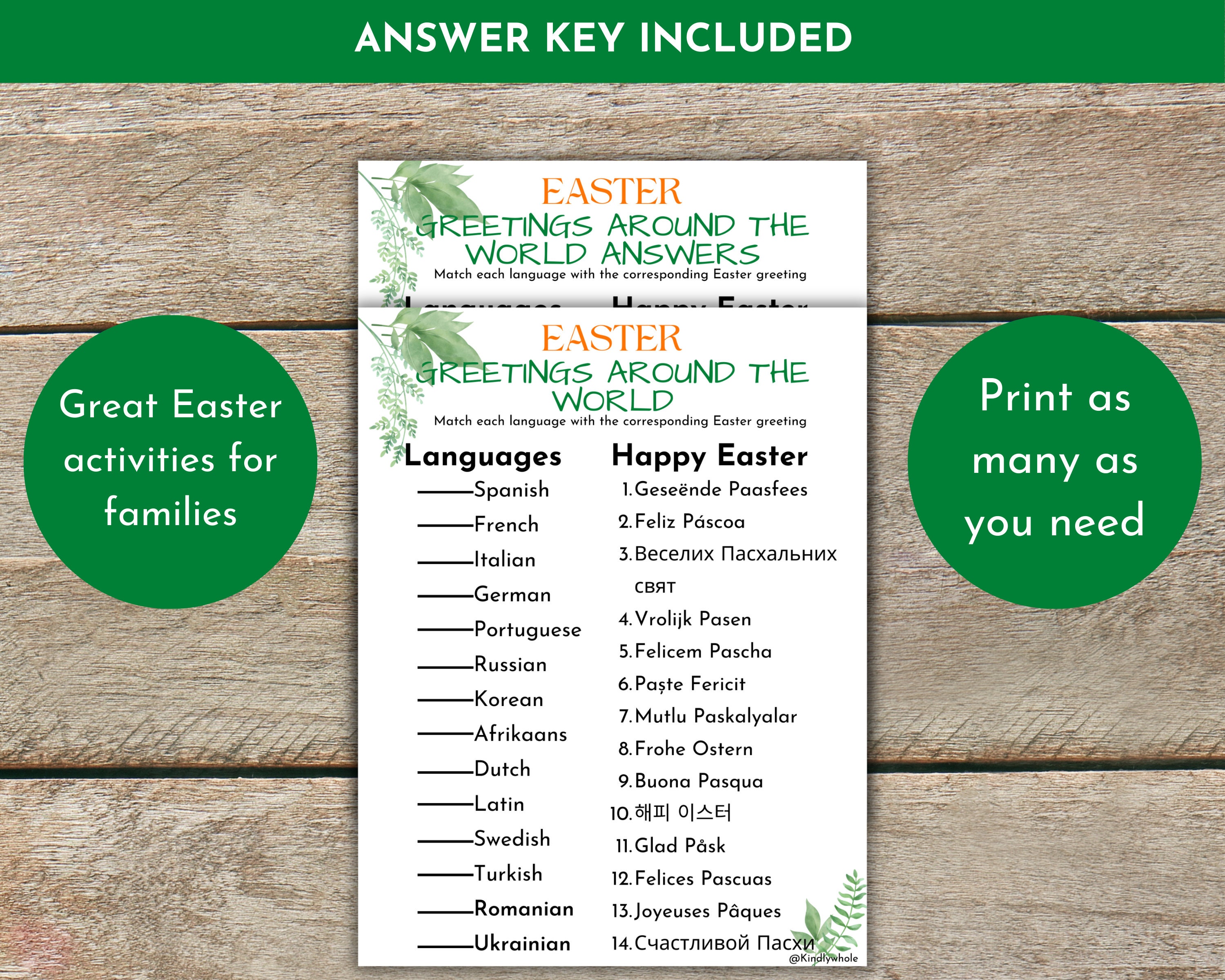 Easter Greetings Around the World Game: Printable Family Fun (digital ...
