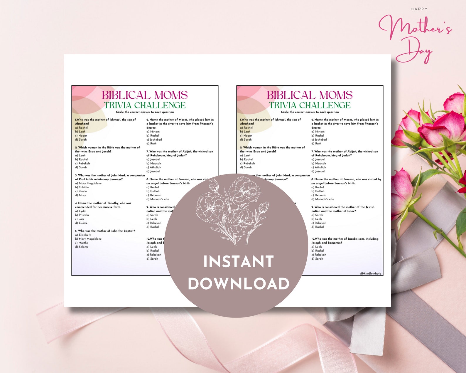 Mothers Day Trivia Printable Game, Fun Mothers Day Quiz for Adults ...