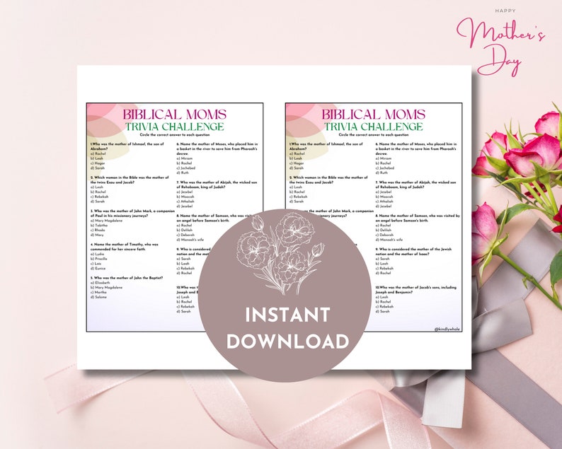 Mothers Day Trivia Printable Game, Fun Mothers Day Quiz for Adults ...