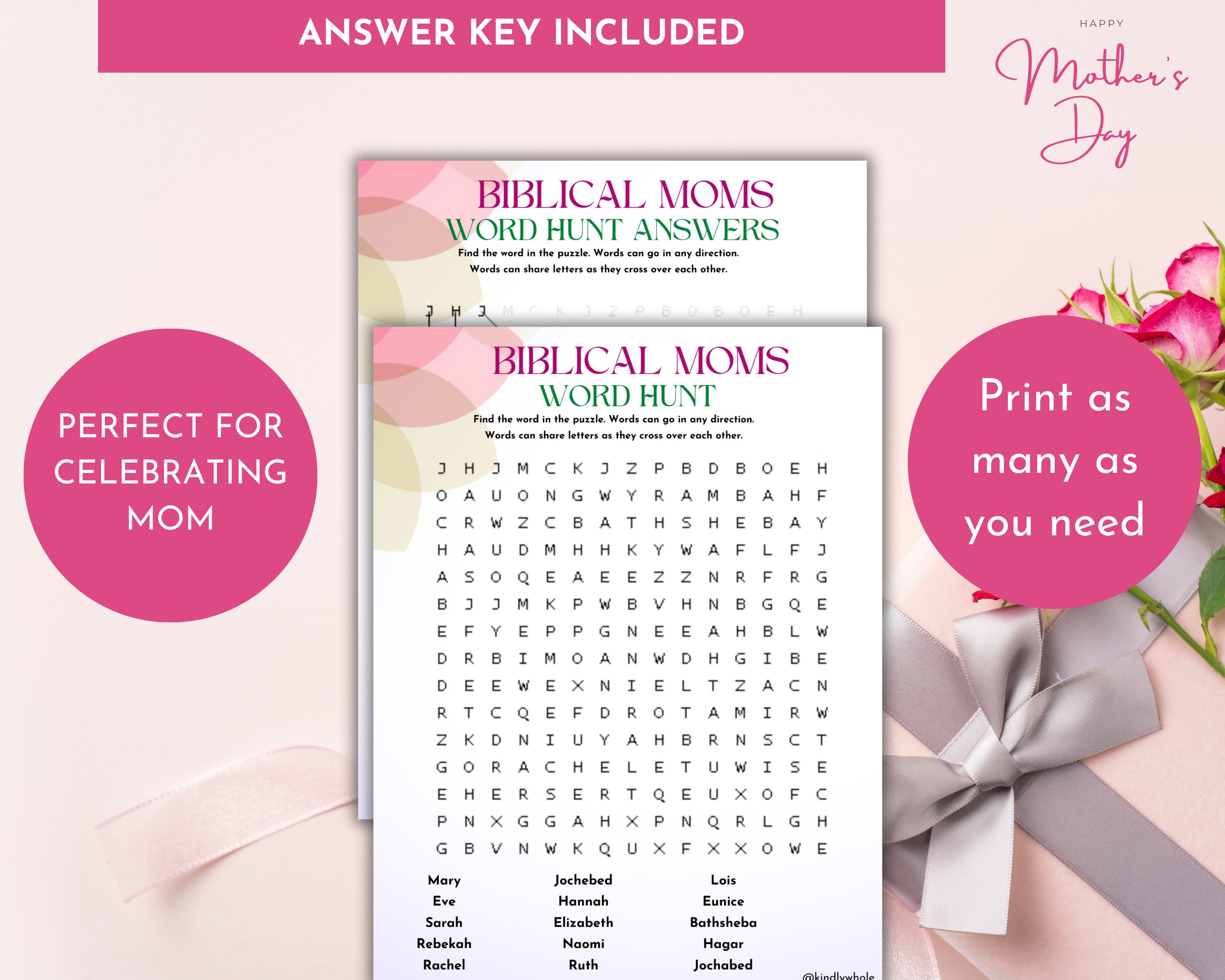 Biblical Moms Word Search/hunt, Mother's Day Games for Brunch, Church ...