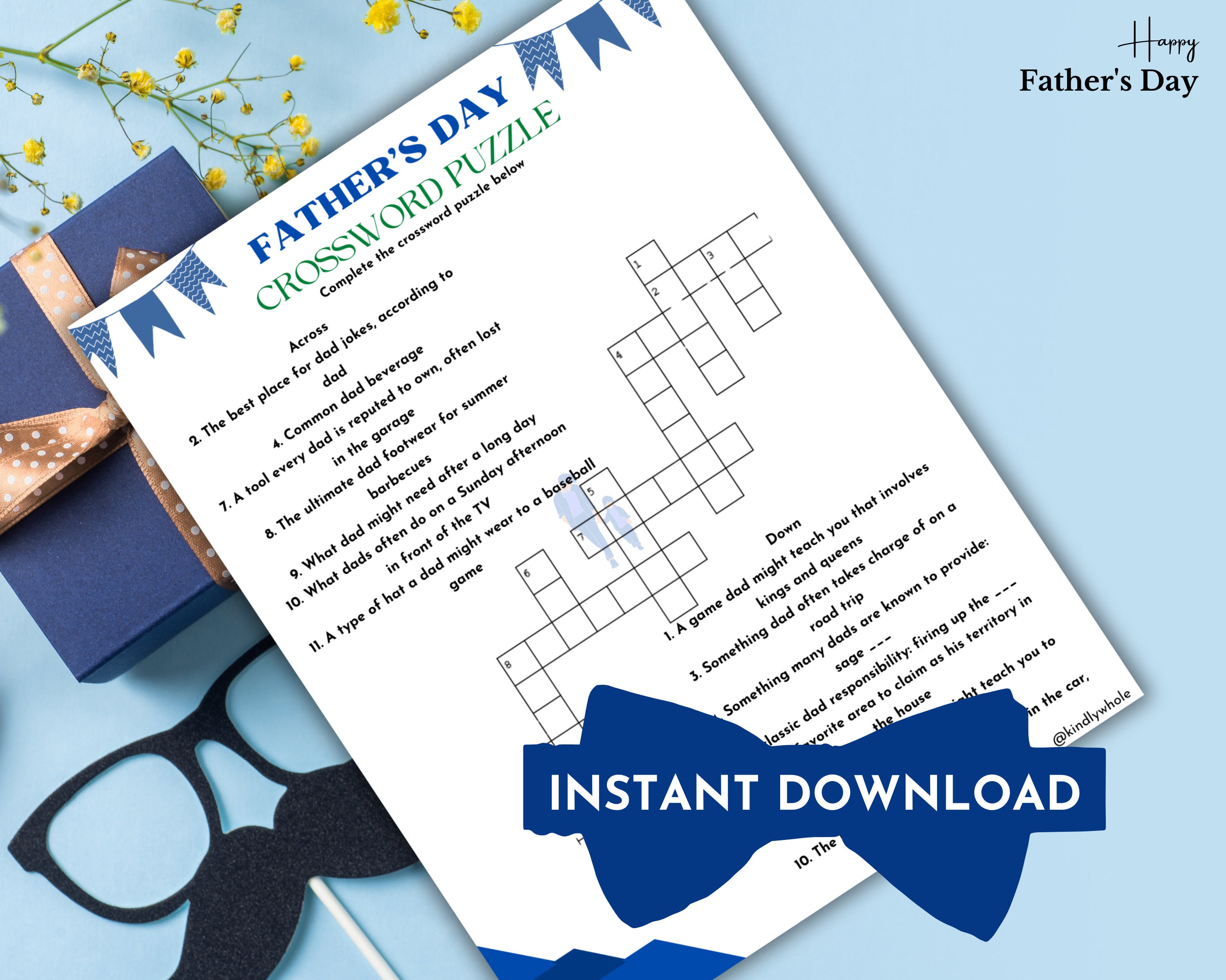 Father's Day Bible Crossword Puzzle: Family Game (printable PDF) - Etsy