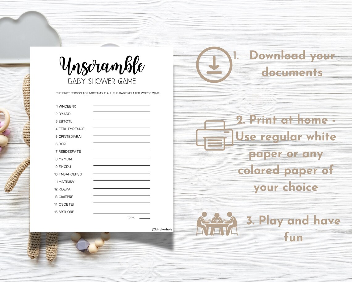 Minimalist Unscramble Baby Shower Game , Baby Shower Game With Answer ...