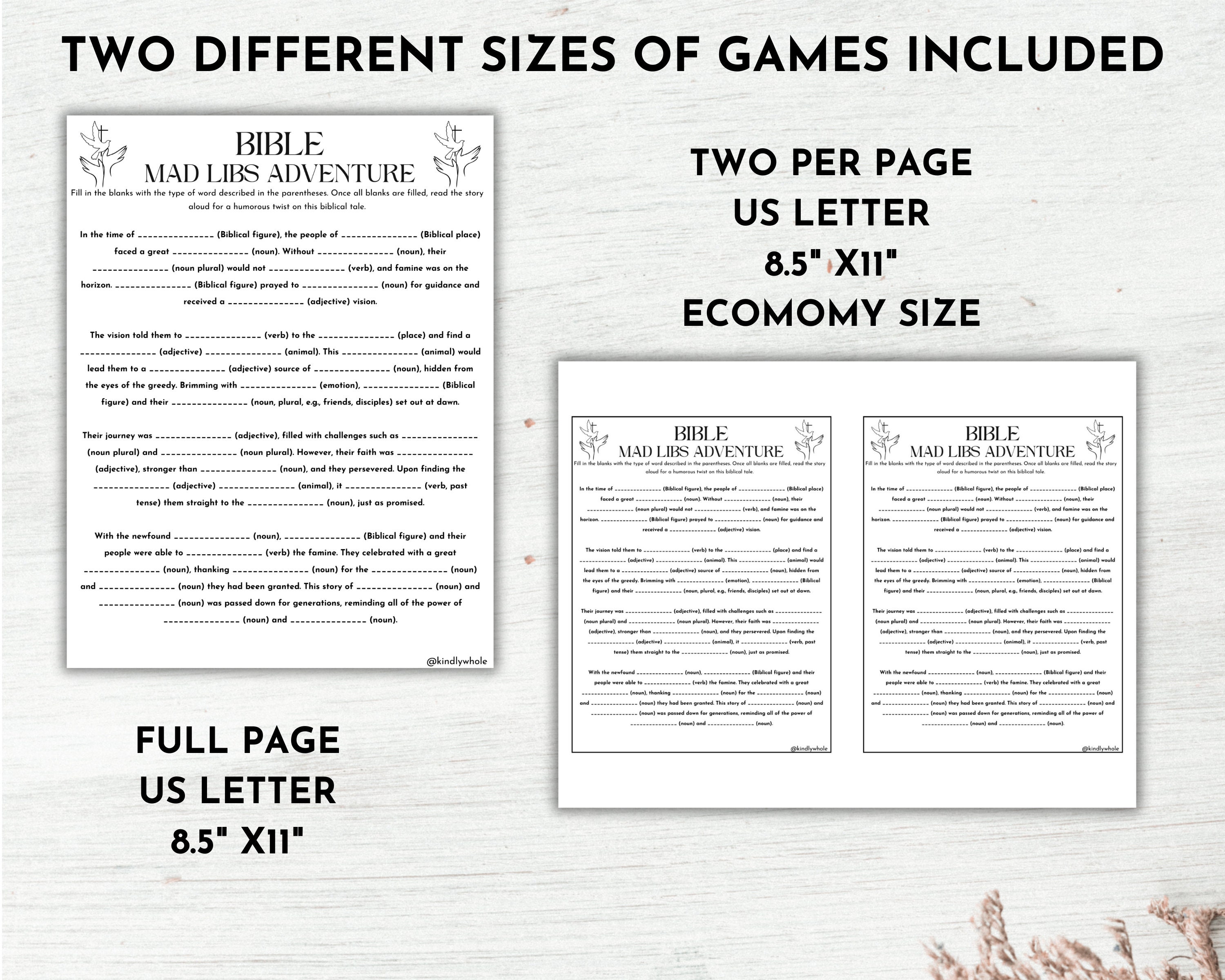 Bible Mad Libs Game: Printable Sunday School Activity (instant Download ...