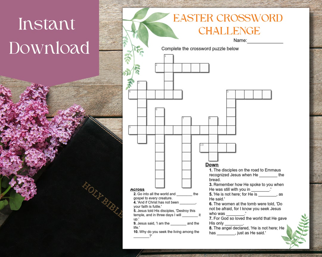Bible Easter Crossword Game: Christian Activity (digital Download) - Etsy