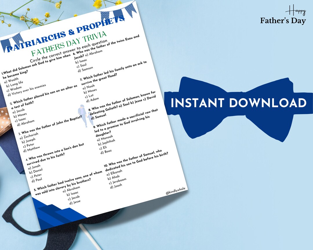 Father's Day Bible Trivia Game: Printable Party Activity (digital ...