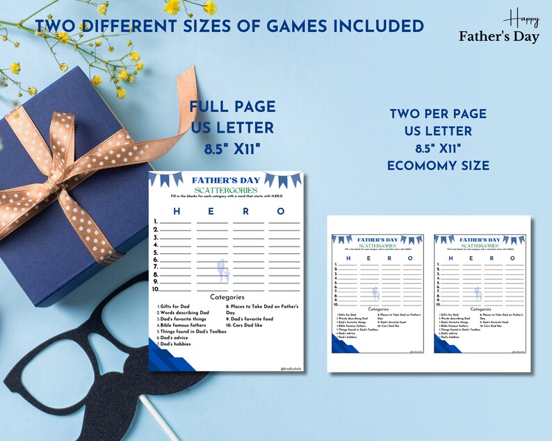 Father's Day Scattergories Game: Printable Family Fun (digital Download ...