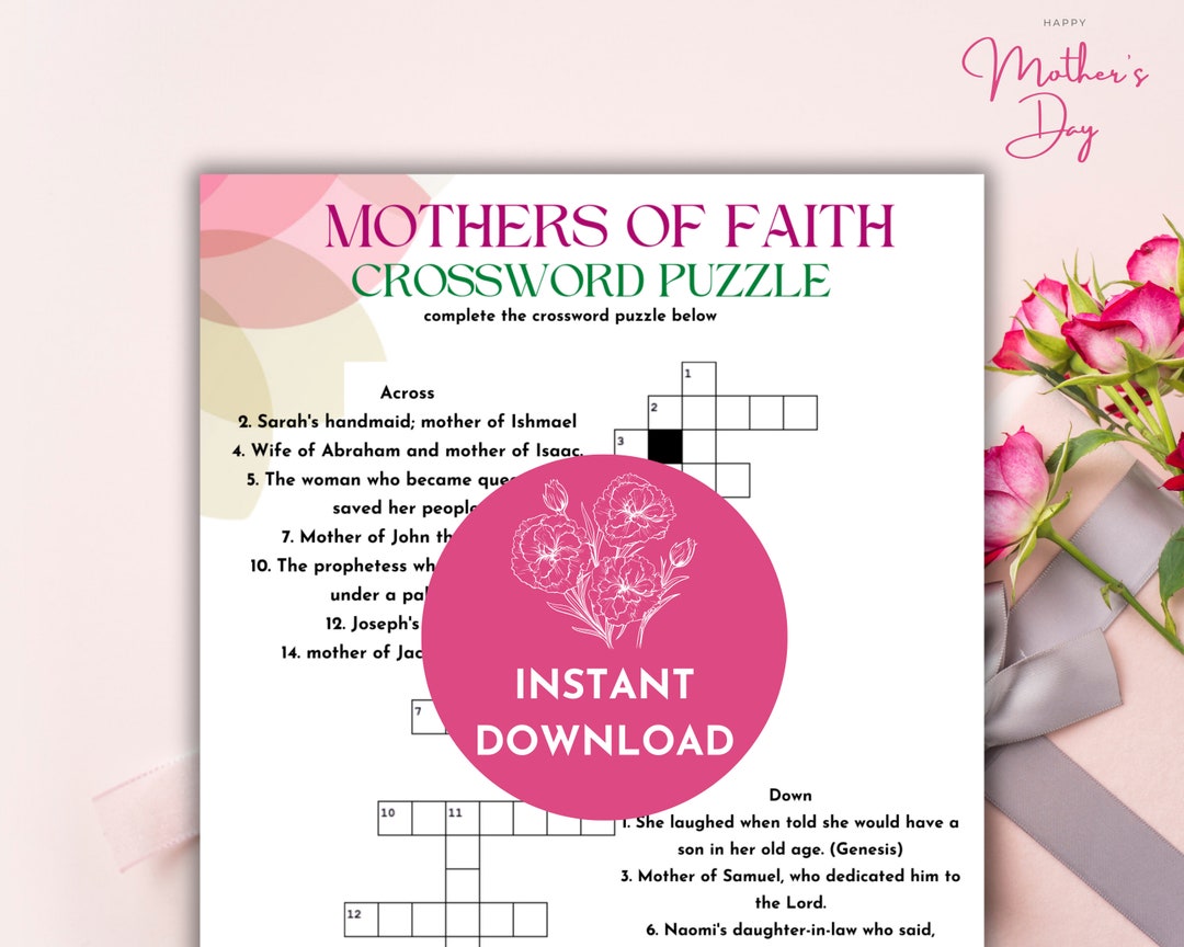 Mothers Day Bible Crossword Puzzle, Mothers Day Word Puzzle, Mothers ...