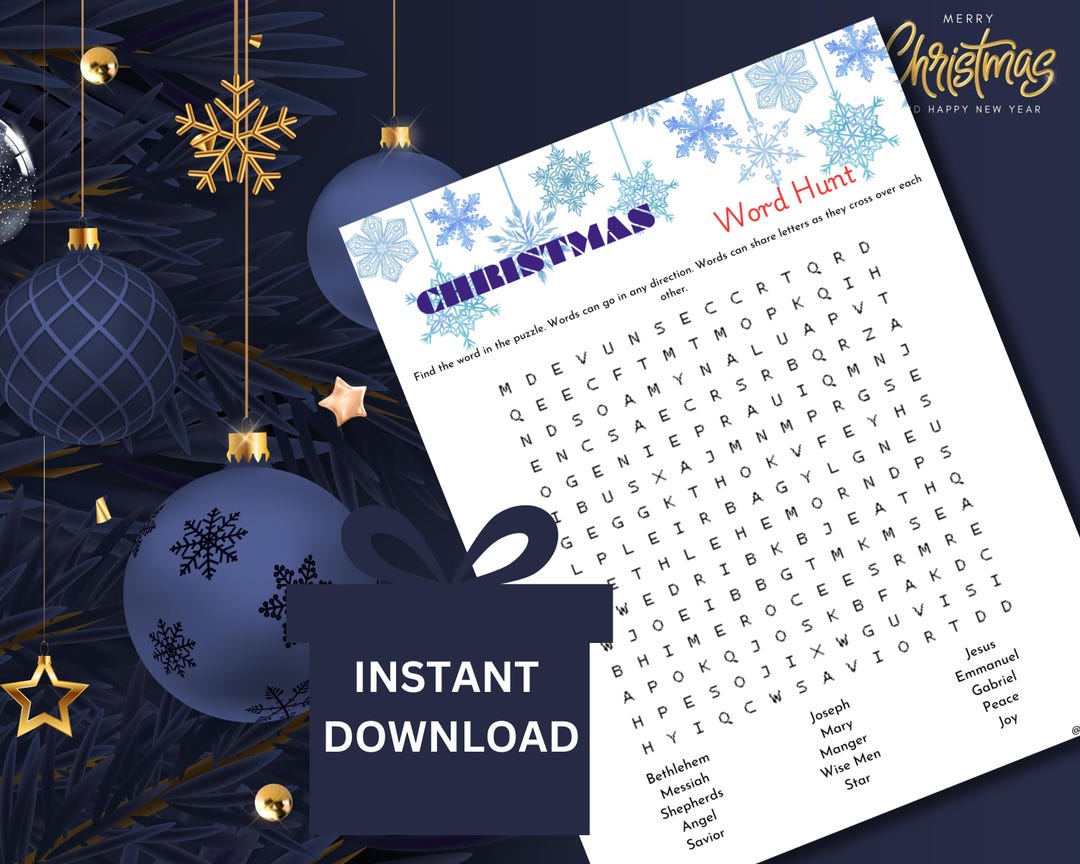 Bible-based Christmas Word Hunt | Nativity-themed Printable Puzzle Game ...