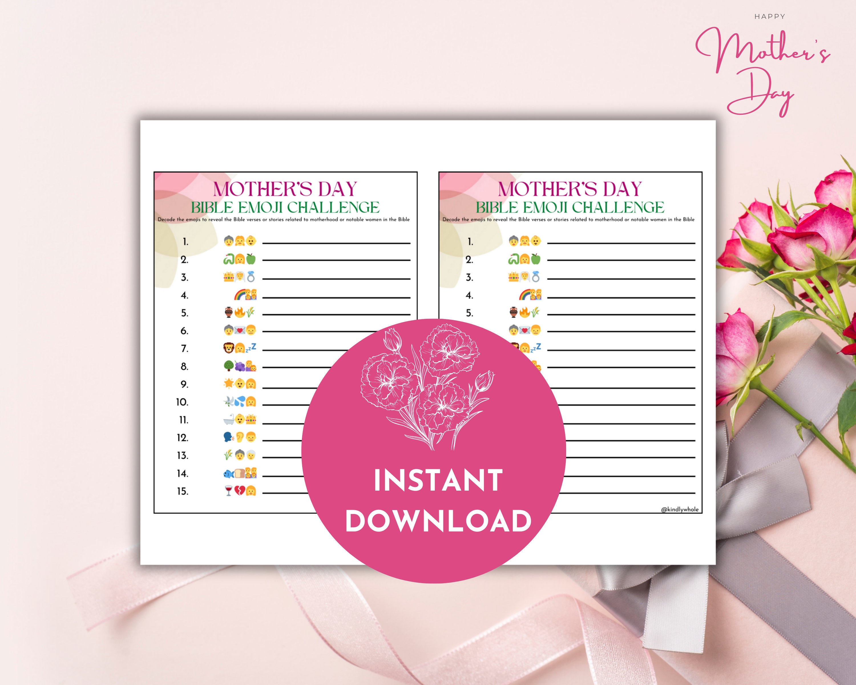 Mother's Day Bible Emoji Game, Family Mother's Day Games for Kids and ...