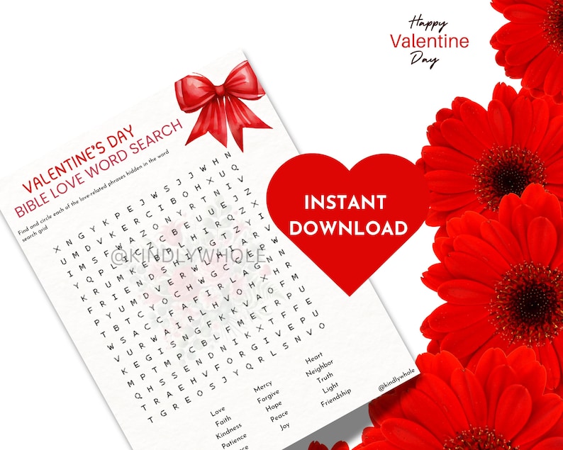Valentine's Day Bible Word Search: Christian Family Game (printable ...