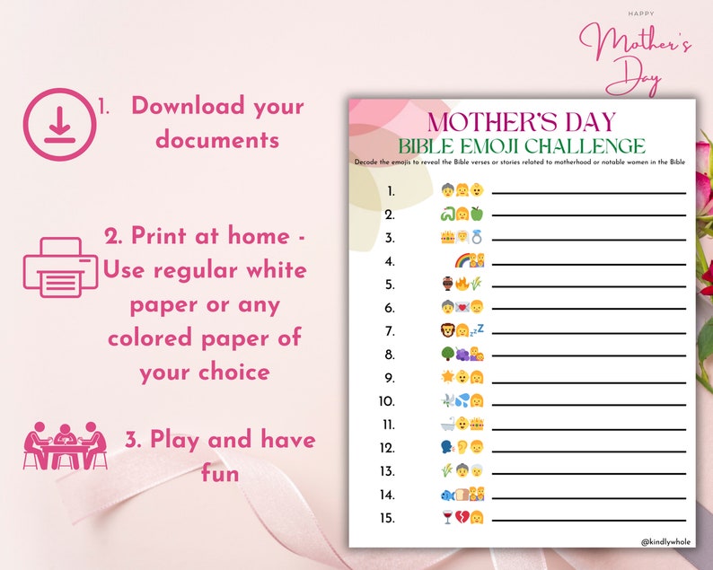 Mother's Day Bible Emoji Game, Family Mother's Day Games for Kids and ...
