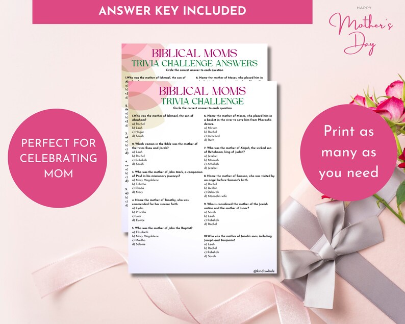 Mothers Day Trivia Printable Game, Fun Mothers Day Quiz for Adults ...