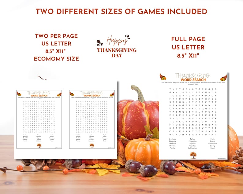 Thanksgiving Bible Word Search Game for Family Gatherings, Church ...