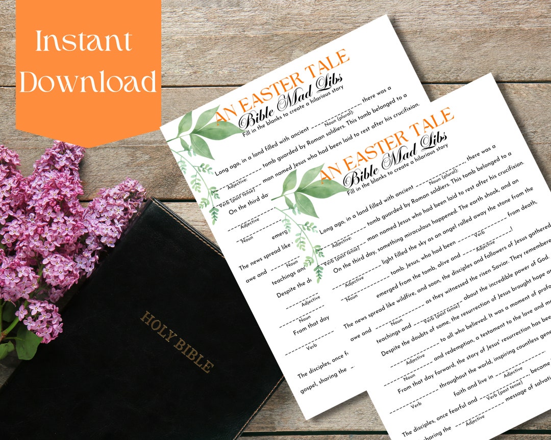 Easter Bible Mad Libs Game: Printable Sunday School Activity (PDF) - Etsy